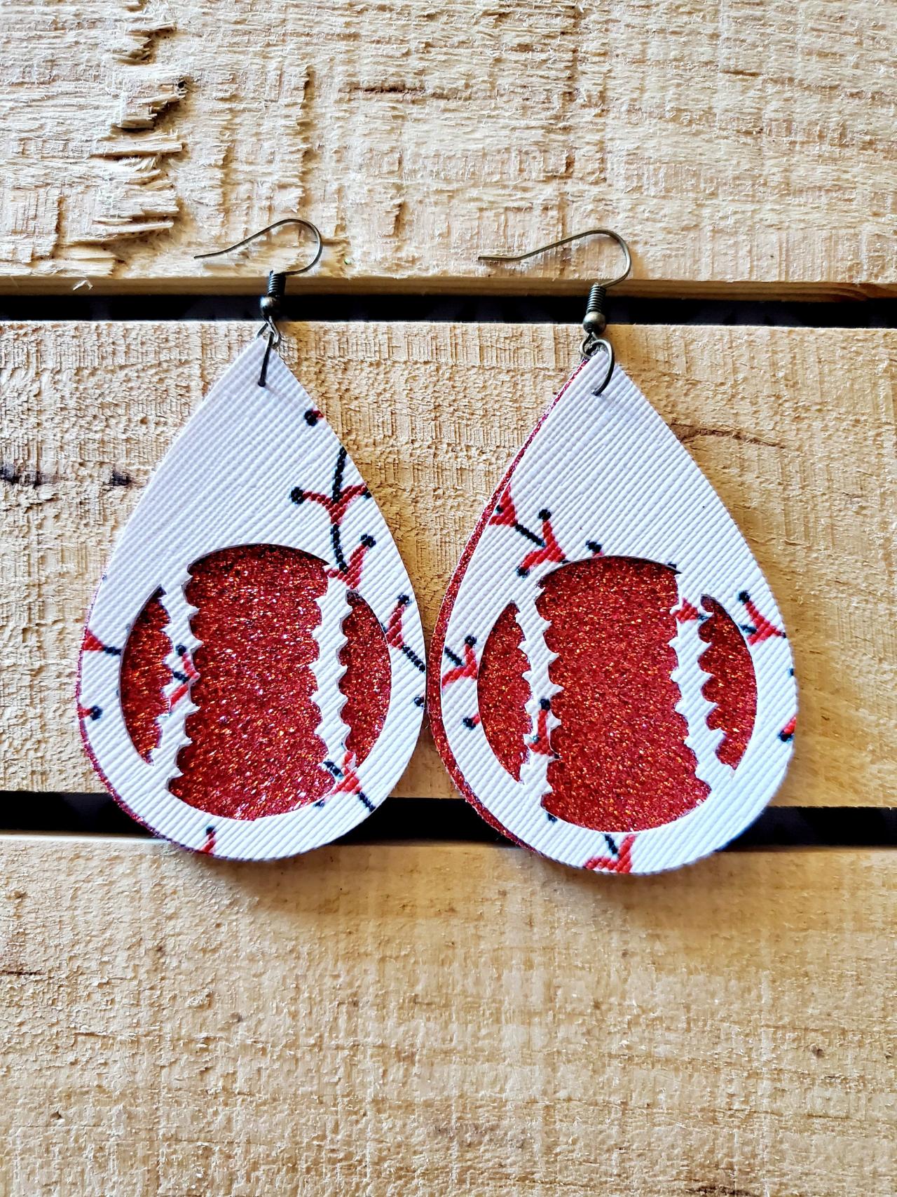 Baseball Leather Earrings Basketball Earrings Stacked Jewelry Layered Earrings Sport Earrings B on Luulla